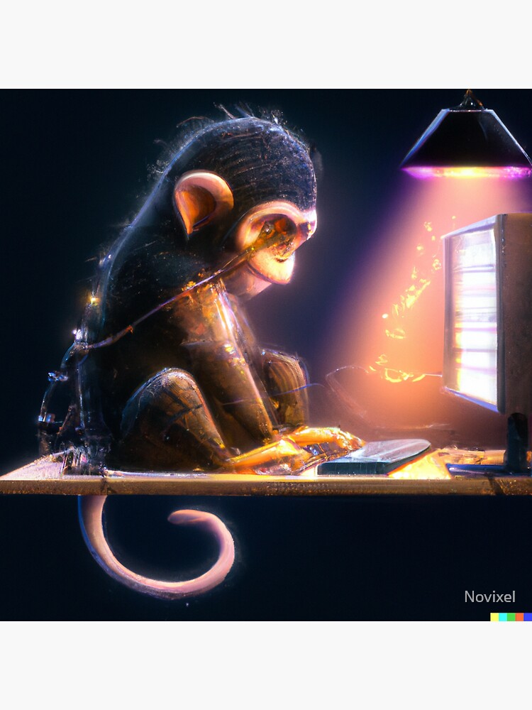 "Connected Magical Internet Monkey" Sticker for Sale by Novixel | Redbubble