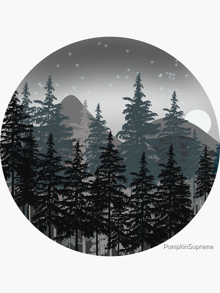 "Nocturnal Mountainscape | Landscape Art | mountain lover" Sticker for ...