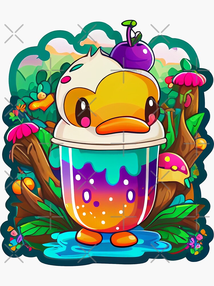 "Ducky Bubble Tea" Sticker for Sale by Black-Glove | Redbubble