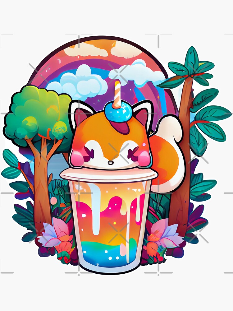 "Fox Bubble Tea" Sticker for Sale by Black-Glove | Redbubble