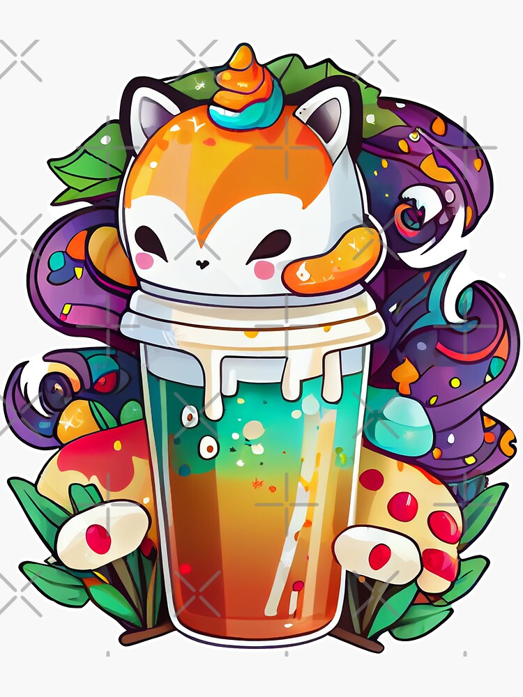 "Bubble Tea Fox" Sticker for Sale by Black-Glove | Redbubble