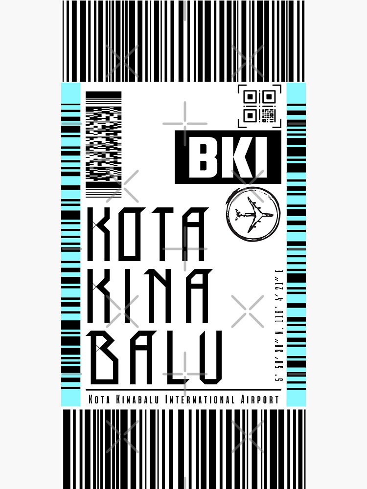"KOTA KINABALU sabah boarding pass luggage sticker" Sticker for Sale by ...