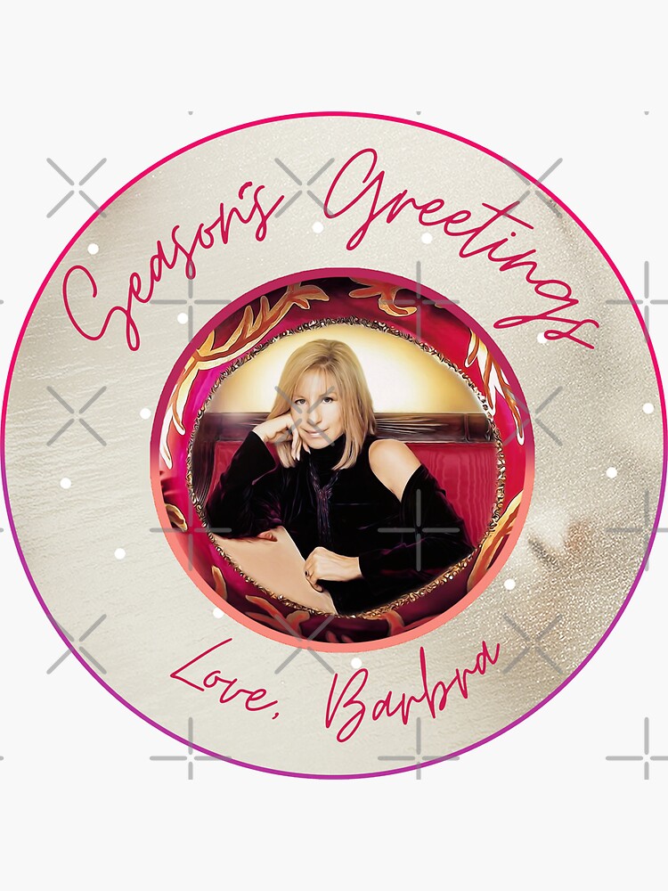 "Season's Greetings | Love Barbra" Sticker for Sale by CulturePopPop ...