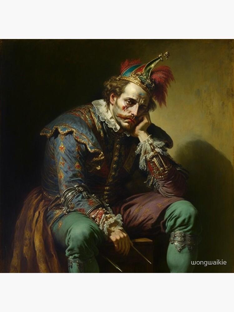 "Depress Jester sitting down painting in the style of Jan Matejko ...