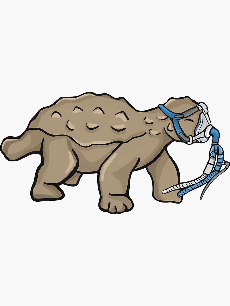"Brown Dino with Full Face BiPap Mask" Sticker for Sale by ...