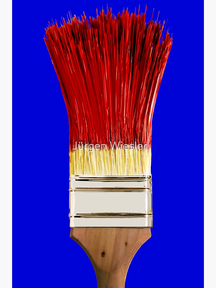 "Paintbrush with red paint on a blue background" Sticker for Sale by ...
