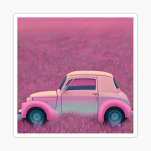 "Cute Pink Car" Sticker for Sale by fineart2017 | Redbubble