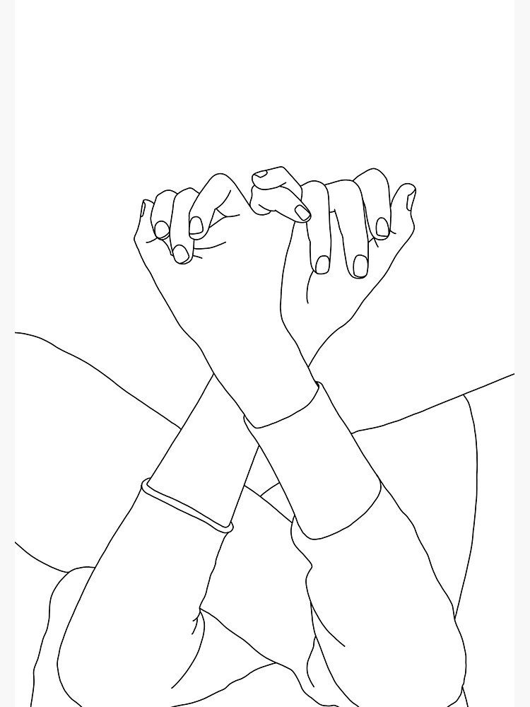 "Linked fingers line drawing illustration - Aisha" Sticker by ...