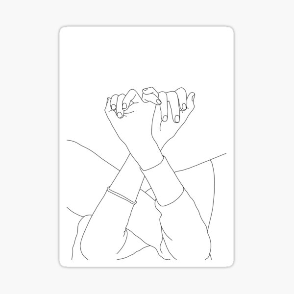 "Linked fingers line drawing illustration - Aisha" Sticker by ...