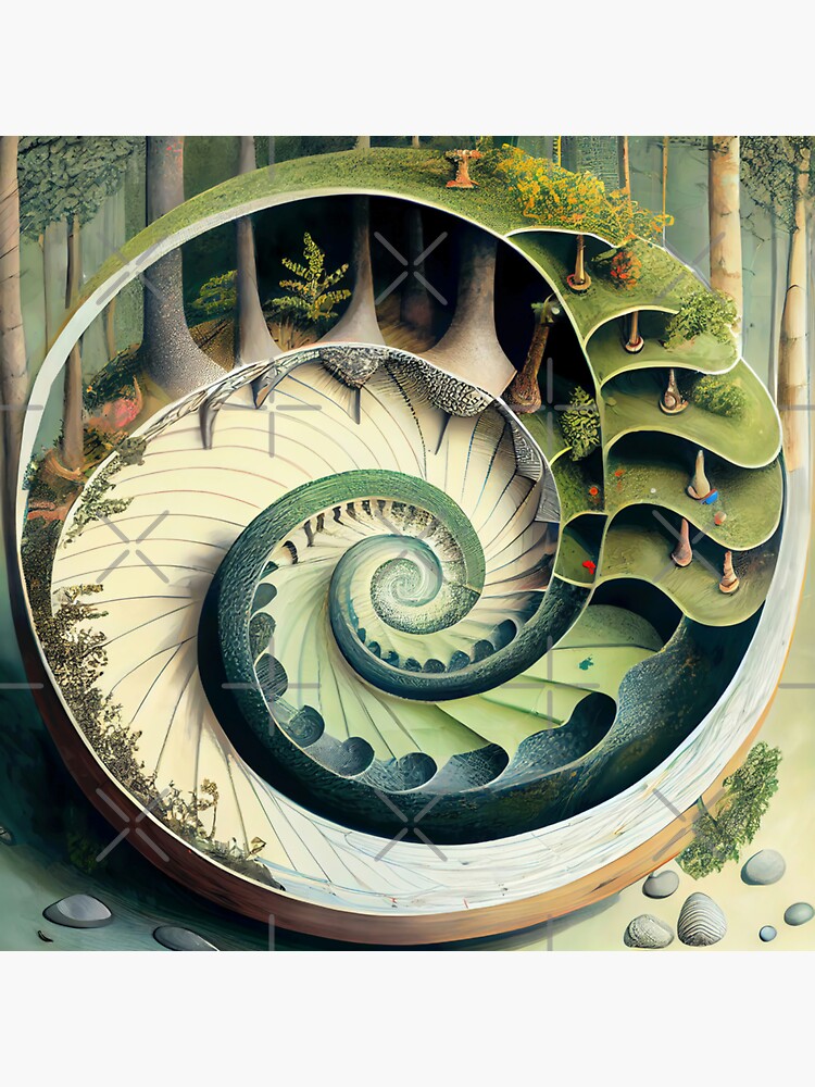 "Fibonacci spiral - Naturepunk - ai generated images" Sticker for Sale ...