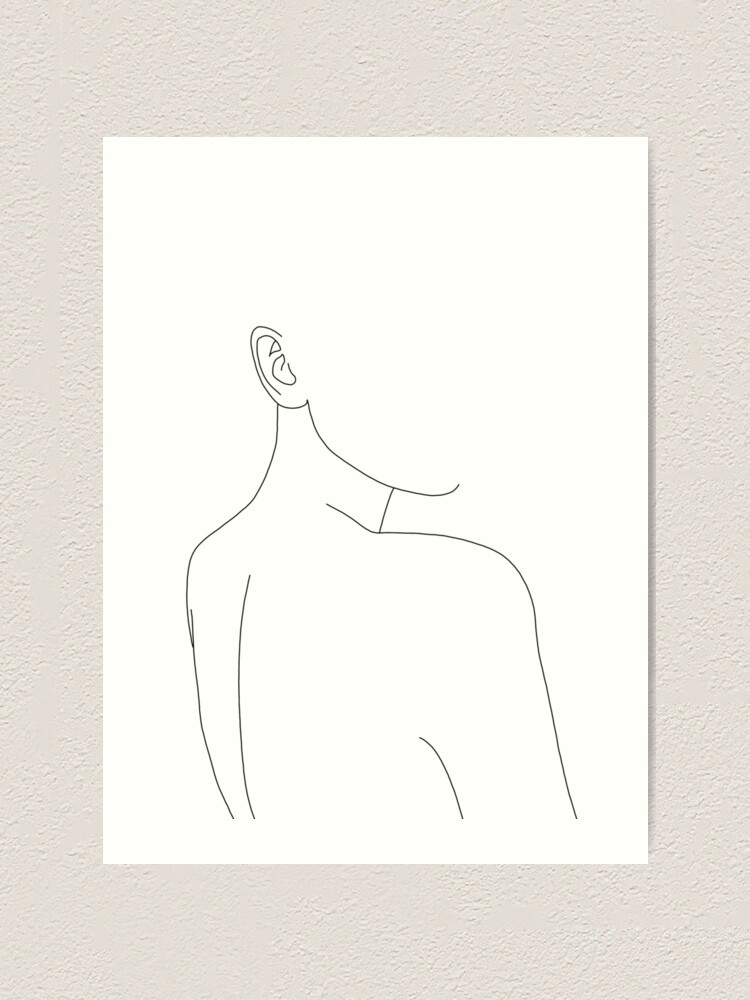 "Woman's back line drawing illustration - Alina" Art Print for Sale by ...