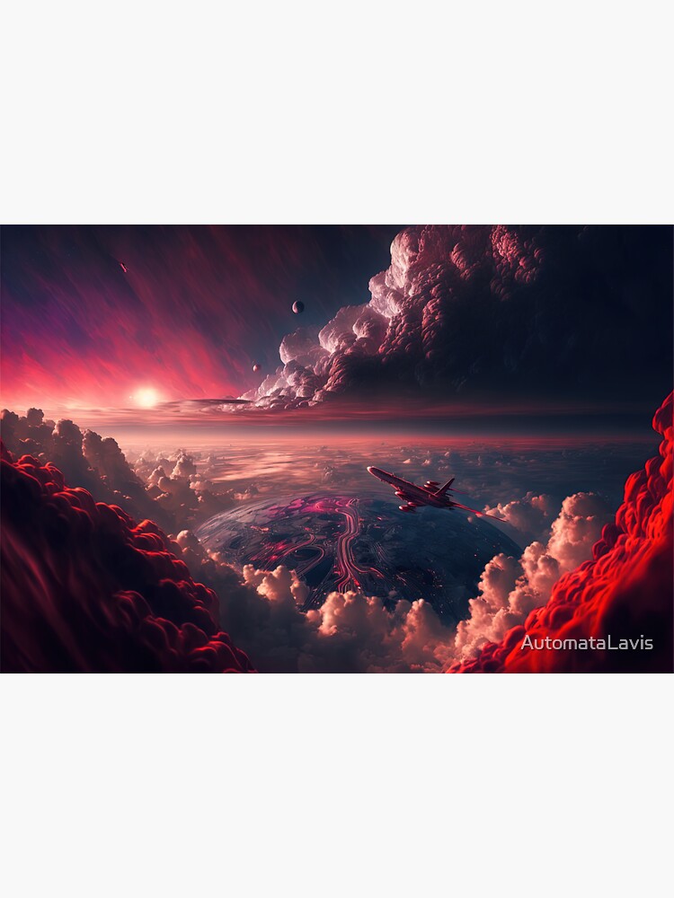"Aircraft | Above the sky | Scarlet landscape" Sticker for Sale by ...
