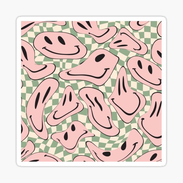 "Check liquid smiley face pattern" Sticker for Sale by ReneMagritteArt ...