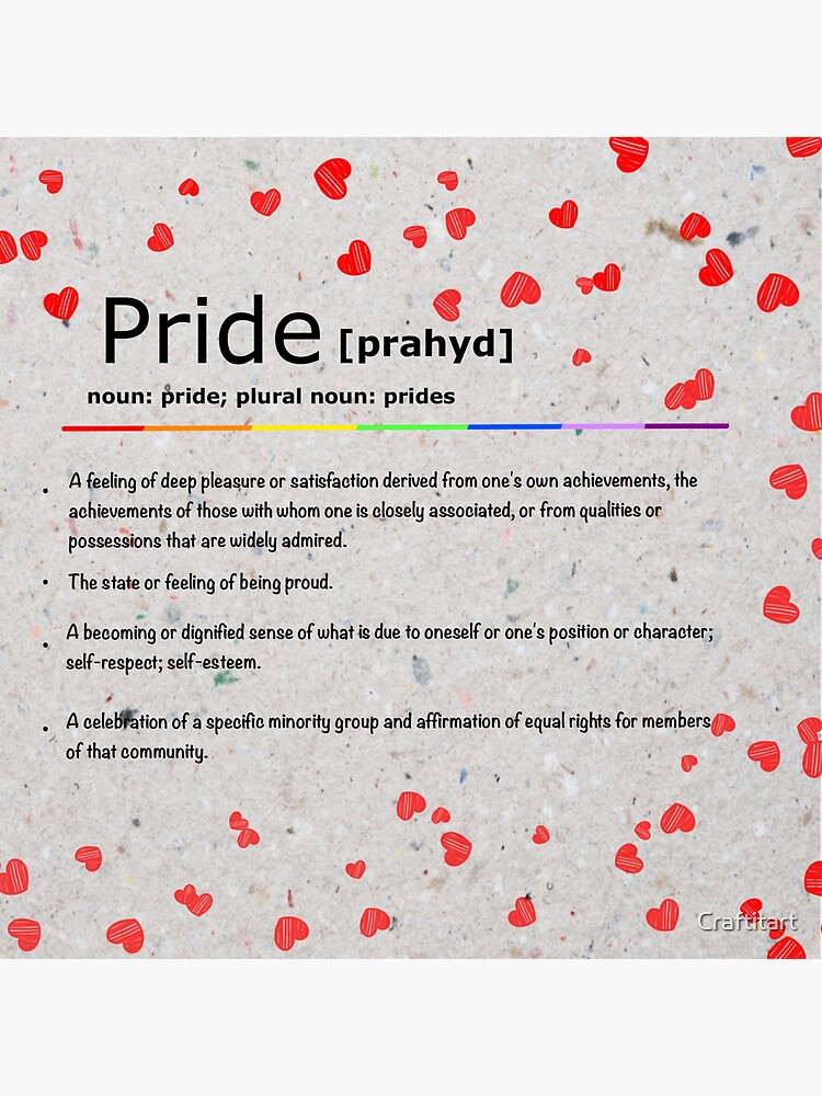 "Pride Definition" Sticker for Sale by Craftitart | Redbubble