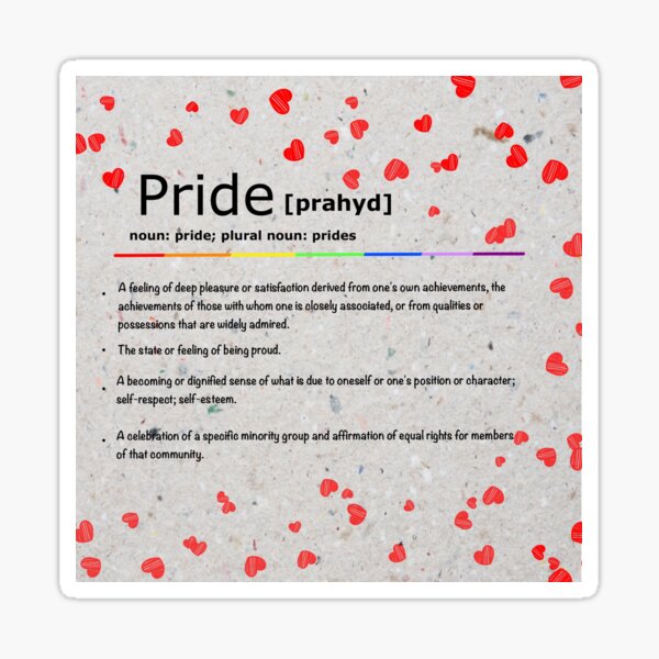 "Pride Definition" Sticker for Sale by Craftitart | Redbubble