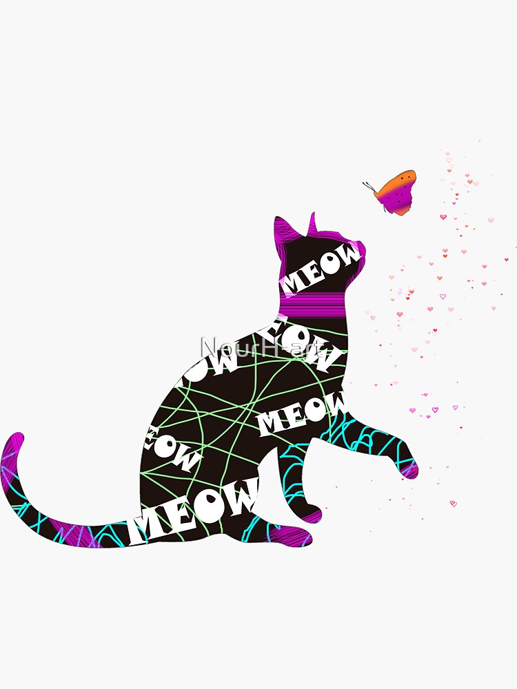 "Playing Cat" Sticker for Sale by NourH-art | Redbubble