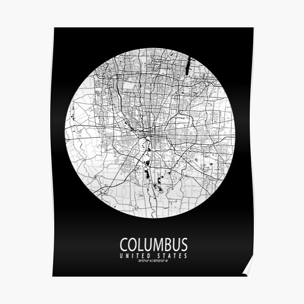 "Columbus City Map of Ohio, USA - Full Moon" Poster for Sale by deMAP ...