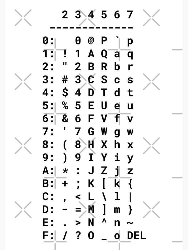 "ASCII Table Reference Chart Encoded in Hexadecimal" Spiral Notebook ...