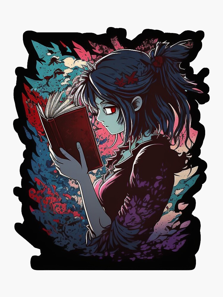 "Girl Reading A Book Sticker" Sticker for Sale by OsmontArt | Redbubble