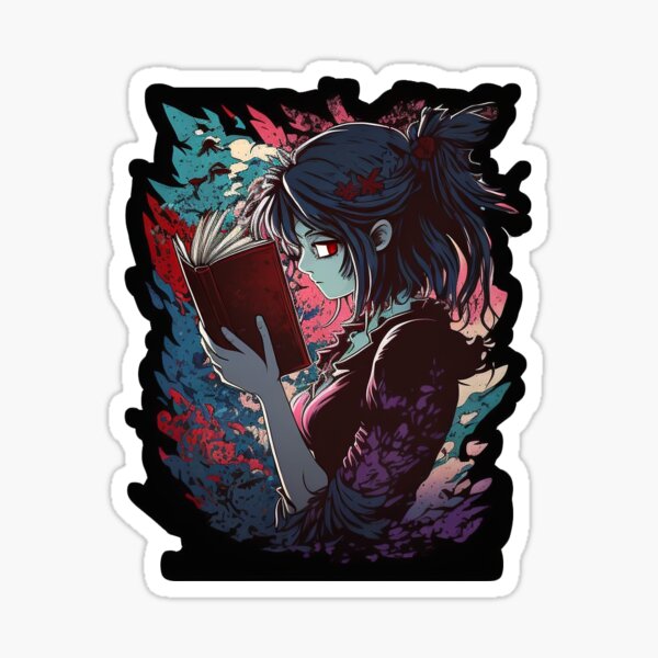 "Girl Reading A Book Sticker" Sticker for Sale by OsmontArt | Redbubble