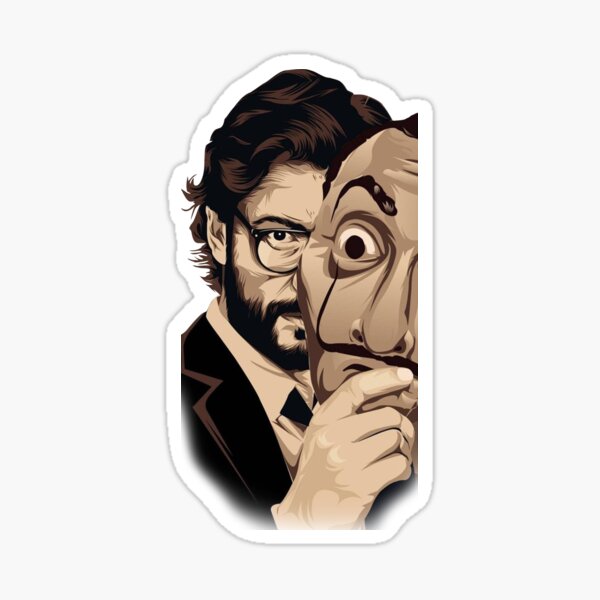 "money heist!!" Sticker for Sale by NAAMAOUI | Redbubble