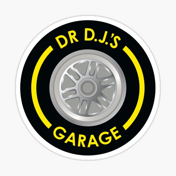 "Dr D.J.'S GARAGE" Sticker for Sale by cedramichelle | Redbubble