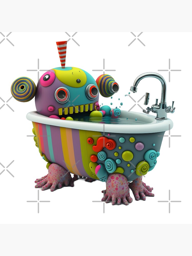 "Robot Art Robot Taking a Bath In A Tub With Funky Feet" Art Print for ...