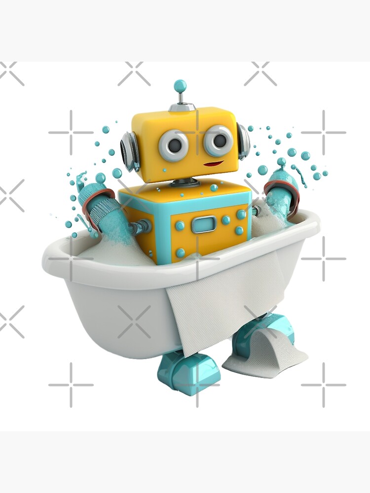 "Robot Art Robot Taking a Bath With Bubbles Floating in the Air" Art ...