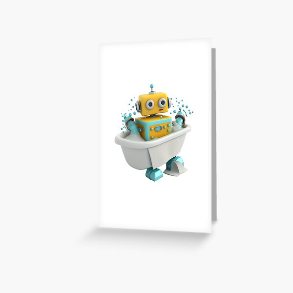 "Robot Art Robot Taking a Bath With Bubbles Floating in the Air ...