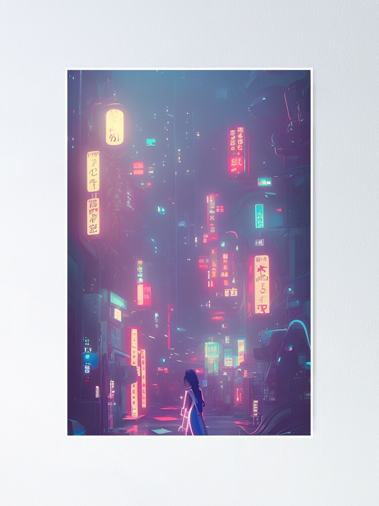 "Cute Anime Girl in Tokyo Neon Japan