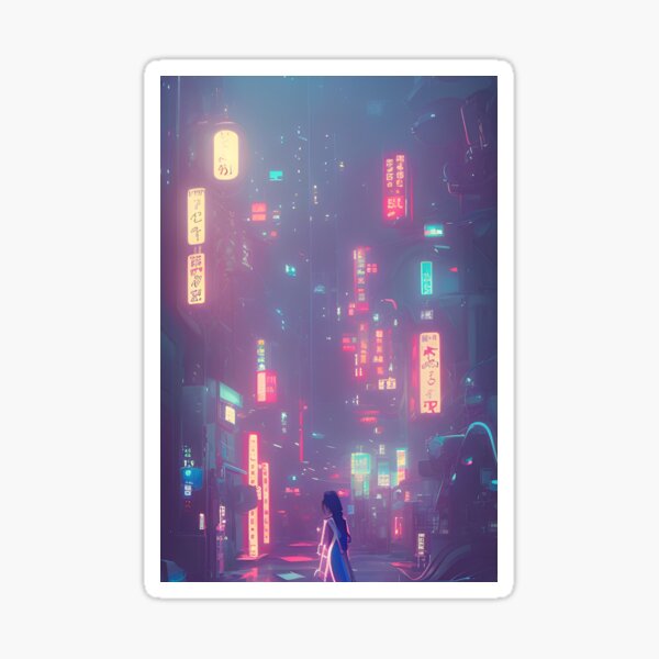 "Cute Anime Girl in Tokyo Neon Japan