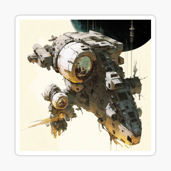 "Star Splitter, Starship" Sticker for Sale by Electric-Llama | Redbubble