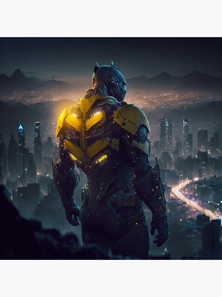 "Cyberpunk Cyborg Guardian Overlook" Art Print for Sale by ...