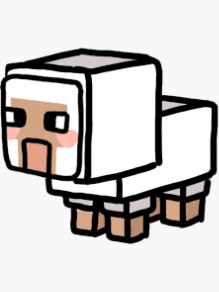 "Cute White Minecraft sheep " Sticker for Sale by Peach-cloud | Redbubble