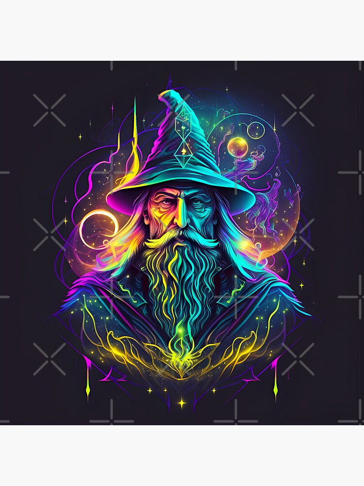 "Ai Generated Art - Neon Wizard" Sticker for Sale by BogoAi | Redbubble