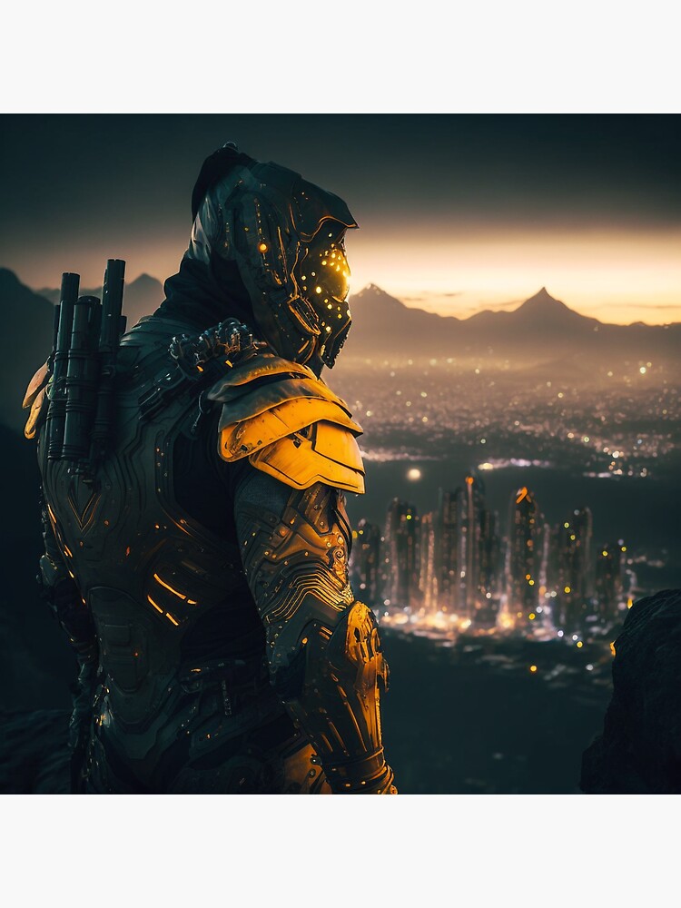 "Cyberpunk Cyborg Guardian of the Night" Sticker for Sale by ...