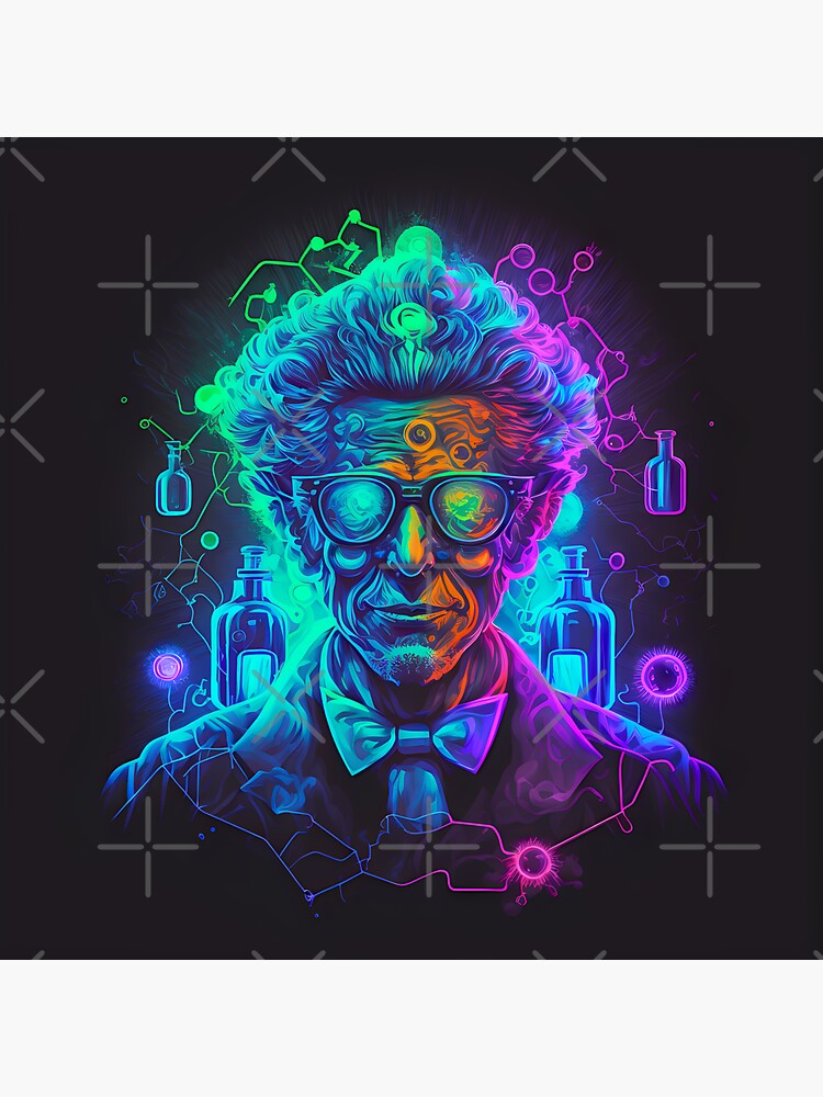 "Ai Generated Art - Neon Mad Scientist" Sticker for Sale by BogoAi ...