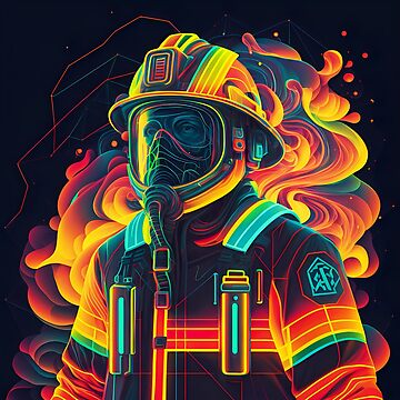 "Ai Generated Art - Neon Firefighter" Poster for Sale by BogoAi | Redbubble