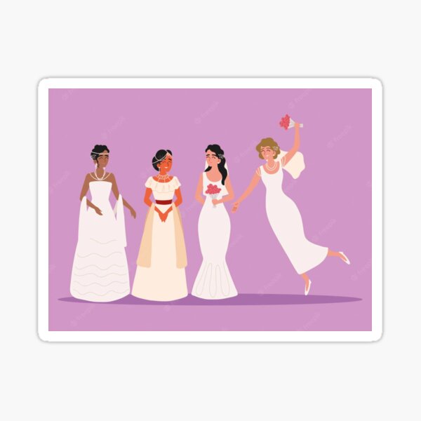 "Beautiful brides wedding in white dress Artwork " Sticker for Sale by ...