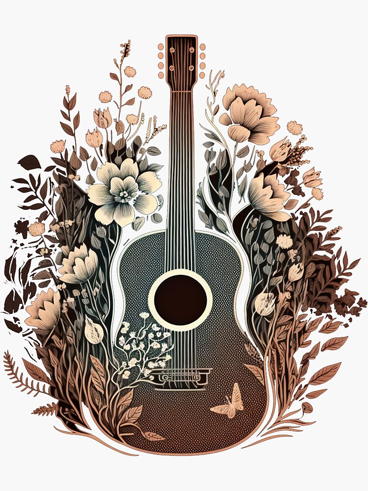"Acoustic Guitar Tree of Life " Sticker for Sale by Ayoubtkd | Redbubble