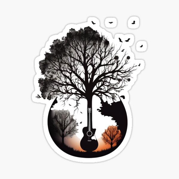 "Acoustic Guitar Tree of Life " Sticker for Sale by Ayoubtkd | Redbubble