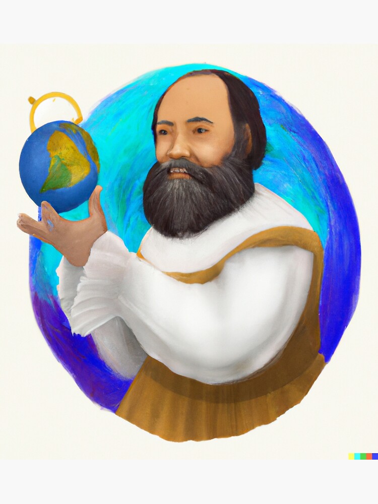 Galileo Galilei Holding a Round Earth Portrait Digital Art 4 Premium ...