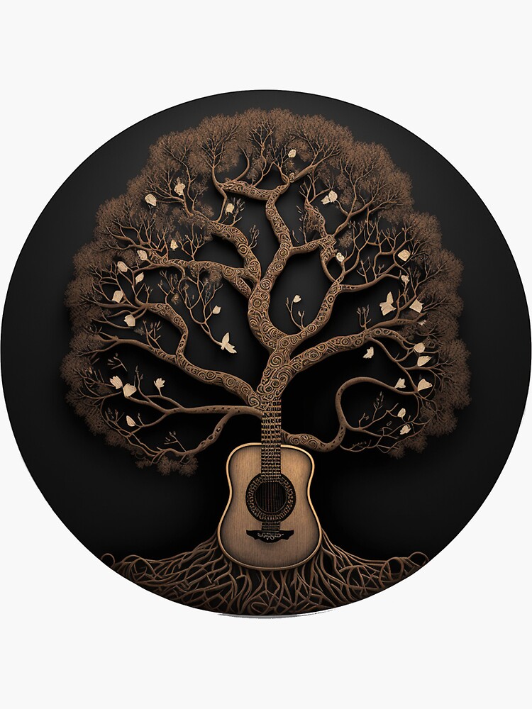 "Acoustic Guitar Tree Of Life" Sticker for Sale by Ayoubtkd | Redbubble