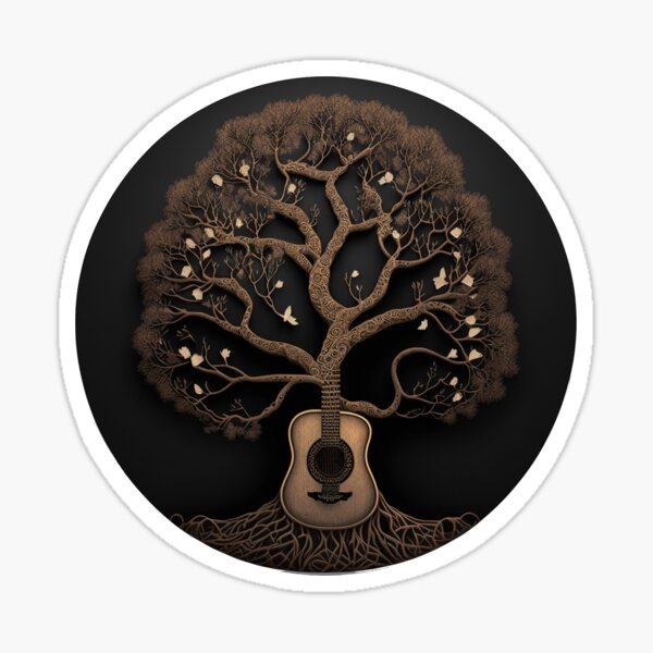 "Acoustic Guitar Tree Of Life" Sticker for Sale by Ayoubtkd | Redbubble