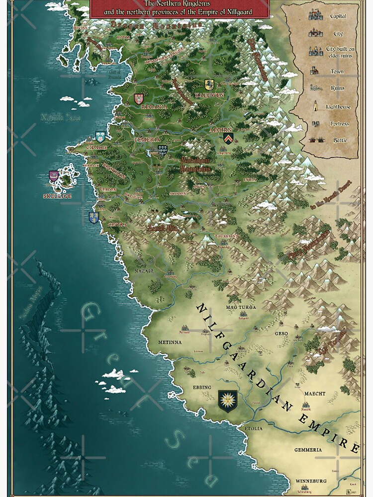 "Witcher Map - The Northern Kingdoms, Nilfgaardian Empire " Art Board ...