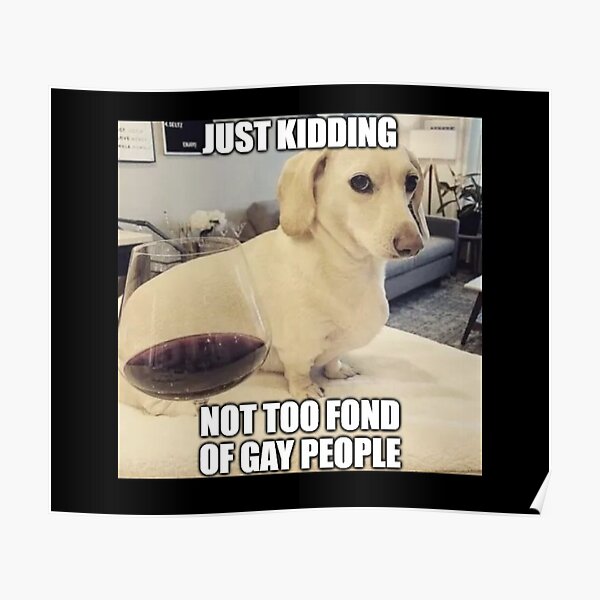 "Not Too Fond of Gay People Homophobic Dog Meme Gif Funny " Poster for ...