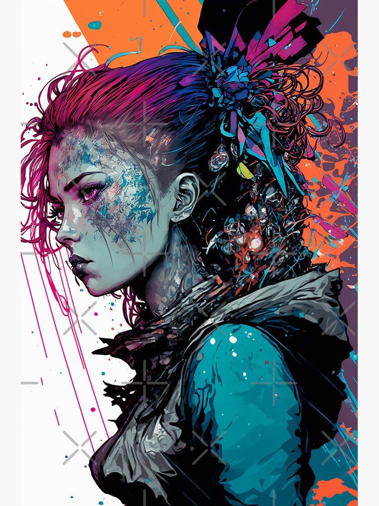 "Neon Splatter Paint Girl" Sticker for Sale by Soda-Pop-Art-87 | Redbubble