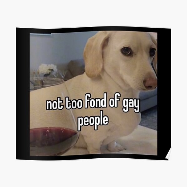 "Not Too Fond of Gay People Homophobic Dog Meme Gif Funny " Poster for ...