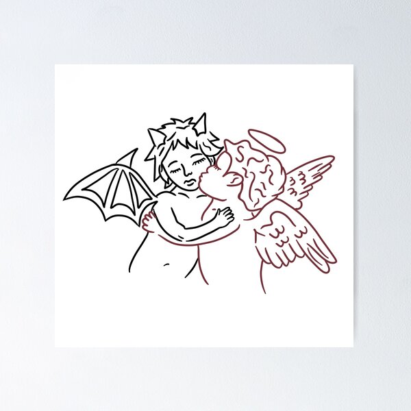 "angel kissing devil" Poster for Sale by sarah heranz | Redbubble