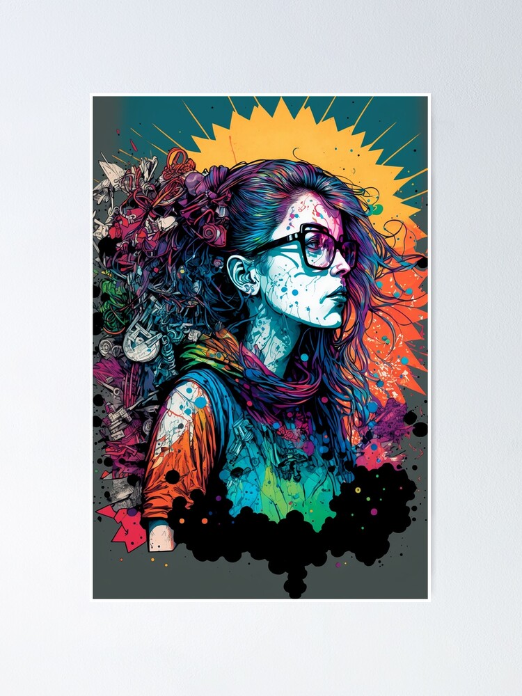 "Nerdy Artist Splatter Paint Girl" Poster for Sale by Soda-Pop-Art-87 ...
